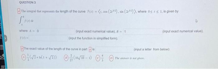 Solved The integral that represents the length of the curve | Chegg.com
