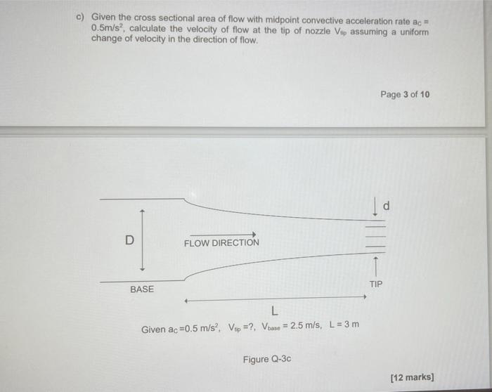 Solved c) Given the cross sectional area of flow with | Chegg.com