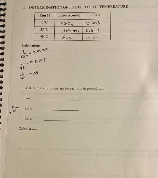 1. Calculate the order with respect to each reactant. | Chegg.com