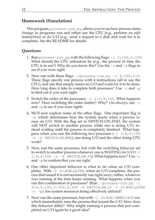 Solved 12 THE ABSTRACTION: THE PROCESS Homework (Simulation) | Chegg.com