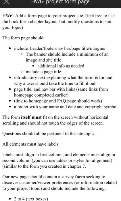 . TFW LTE X Х 7:57 PM HW6-project form page • 2 to | Chegg.com