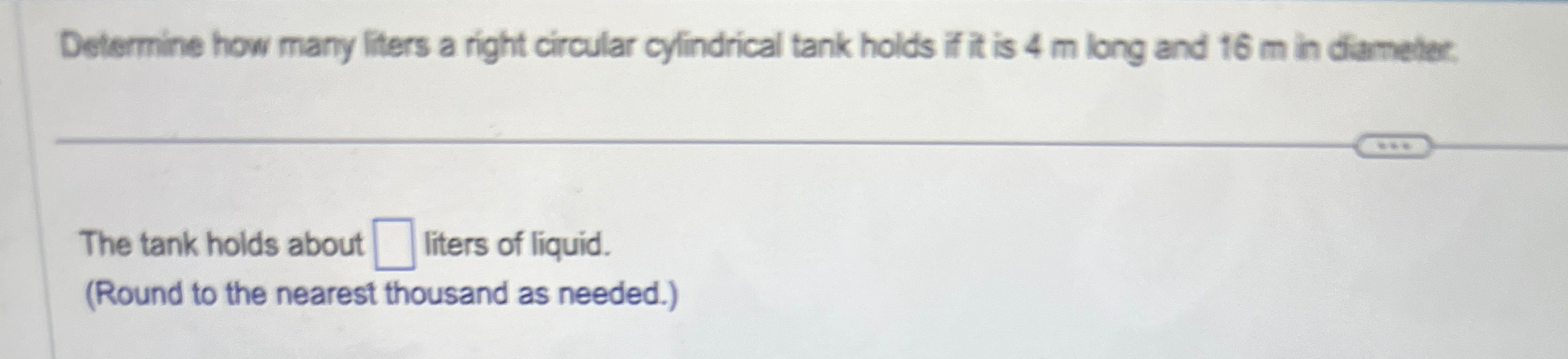 Solved Determine how many liters a right circular | Chegg.com