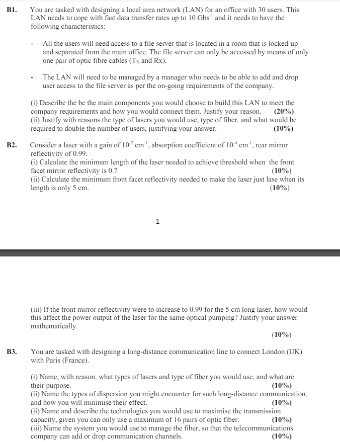 Solved B1. ﻿You are tasked with designing a local area | Chegg.com