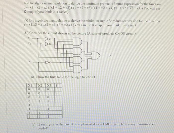 Solved 1-) Use algebraic manipulation to derive the minimum | Chegg.com