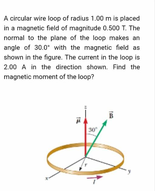 Solved A circular wire loop of radius 1.00 m is placed in a | Chegg.com