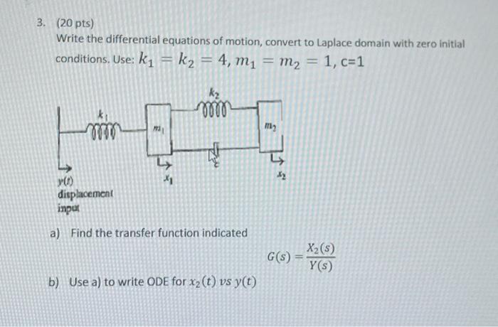 Solved (20 pts) Write the differential equations of motion, | Chegg.com