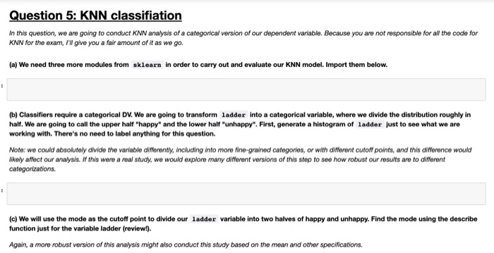 Question 5: KNN classifiation In this question, we | Chegg.com