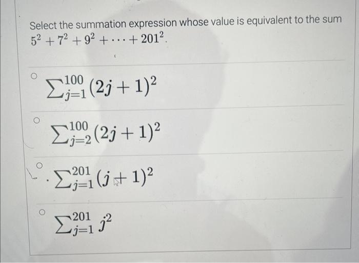 Solved Select the summation expression whose value is | Chegg.com