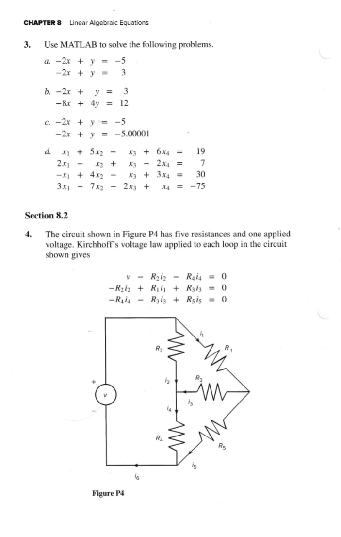 PLEASE SOLVE WITH MATLAB CODESCHAPTER 8 ﻿Linear | Chegg.com