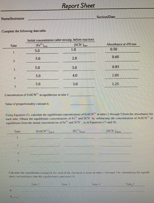 Solved Report Sheet Name/Instructor Section/Date Complete | Chegg.com