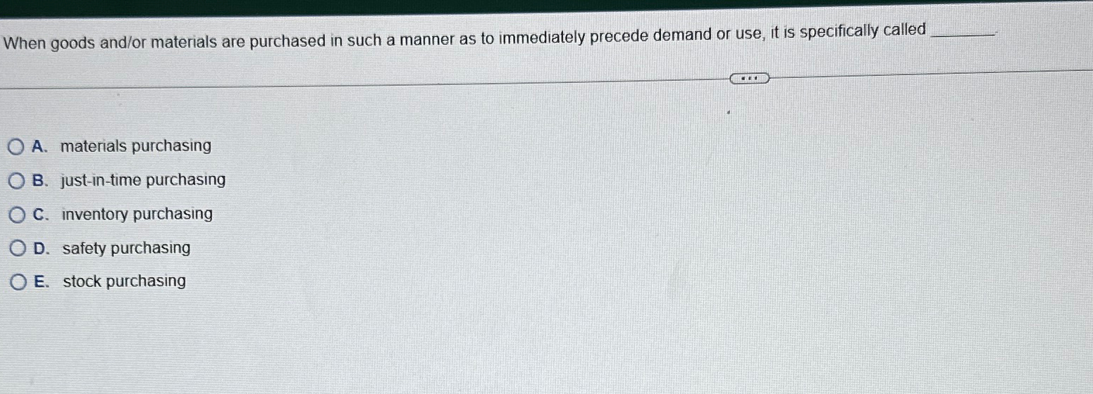 Solved When goods and/or materials are purchased in such a | Chegg.com