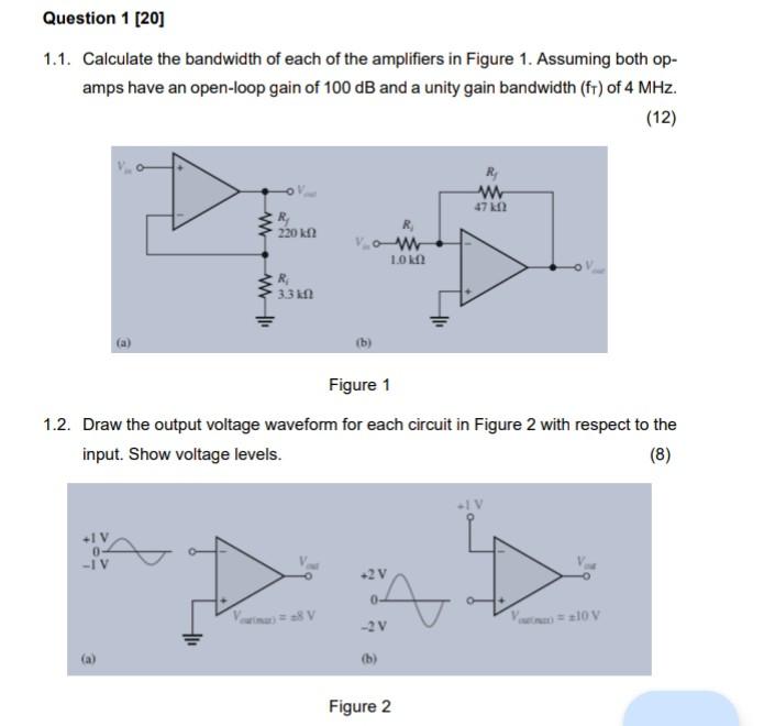 Solved 1.1. Calculate the bandwidth of each of the | Chegg.com