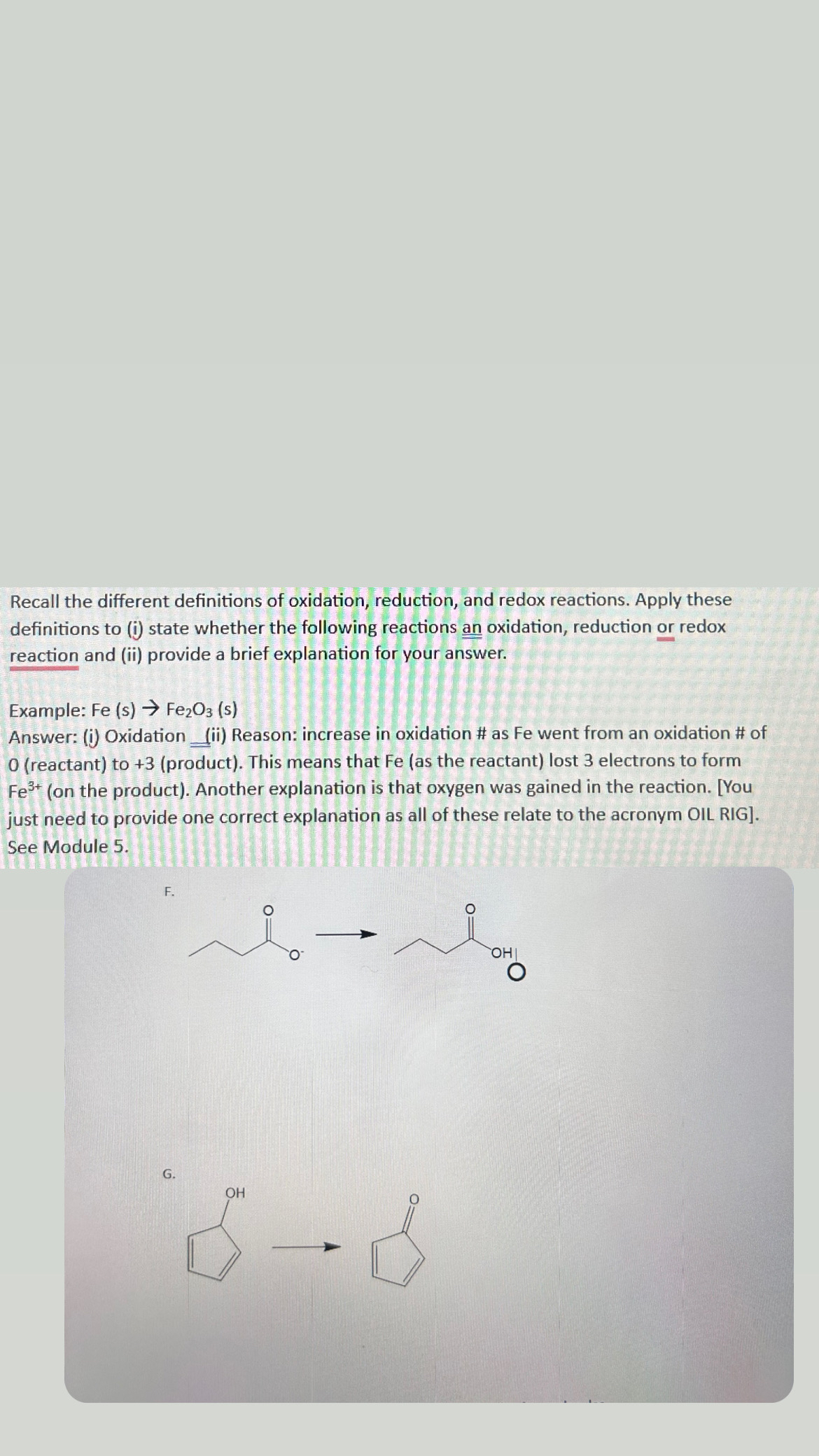Solved Recall the different definitions of oxidation, | Chegg.com