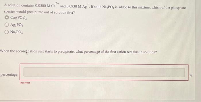 Solved when the second cation just starts to precipitate, | Chegg.com