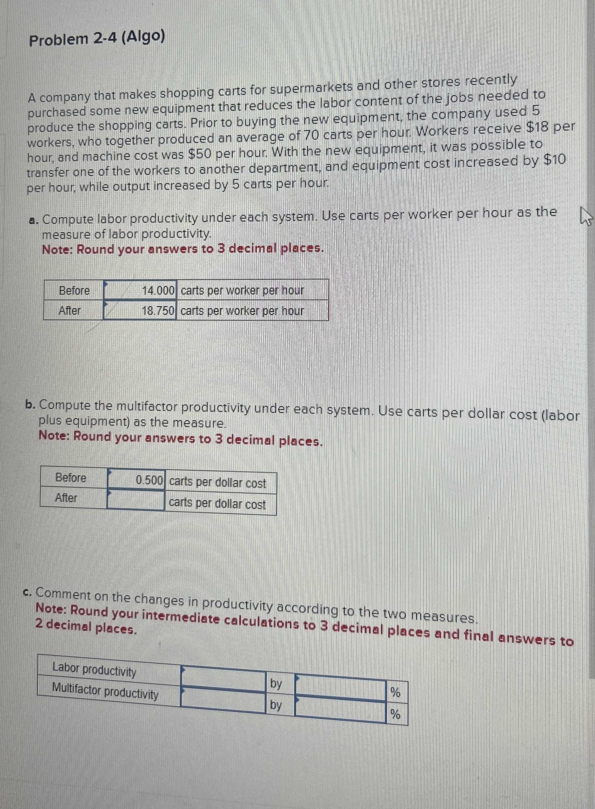 Problem 2-4 (Algo)A company that makes shopping carts | Chegg.com