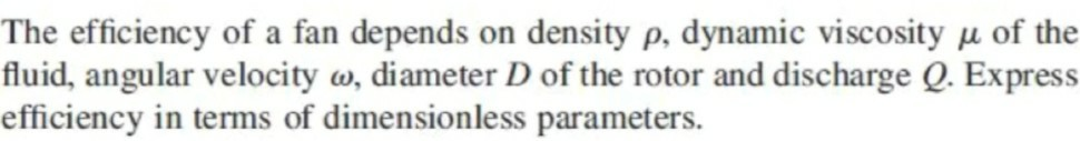 Solved The efficiency of a fan depends on density p, dynamic | Chegg.com