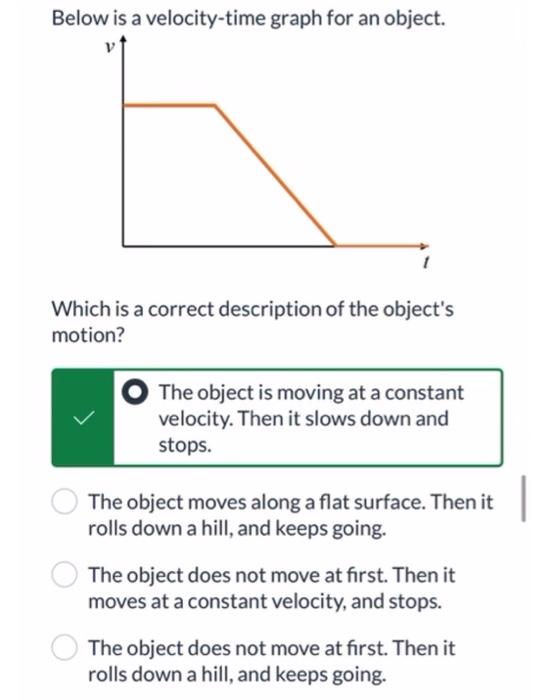 Solved Below is a velocity-time graph for an object. Which | Chegg.com