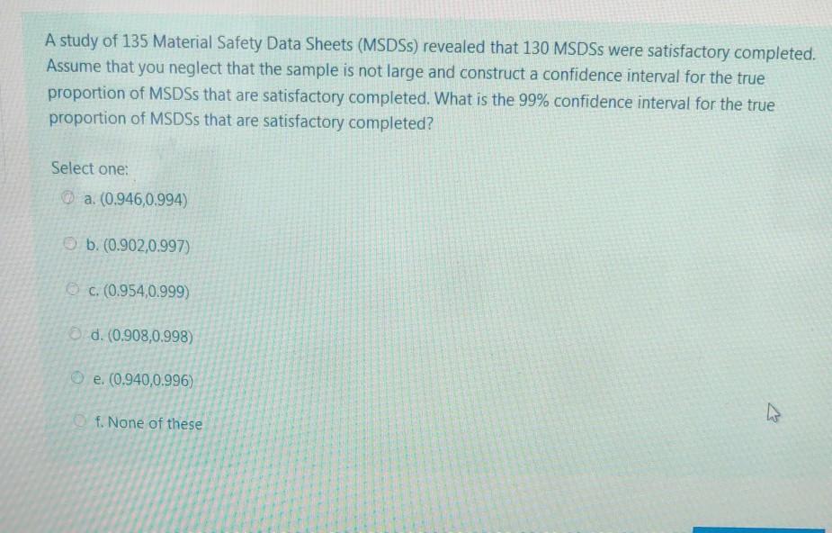 Solved A study of 135 Material Safety Data Sheets (MSDSs) | Chegg.com