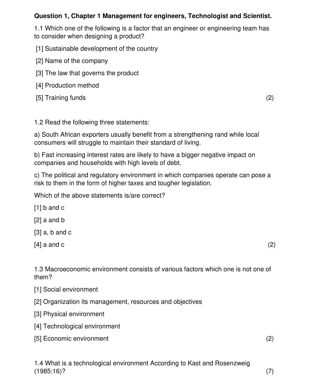 Solved Question 1, Chapter 1 Management for engineers, | Chegg.com