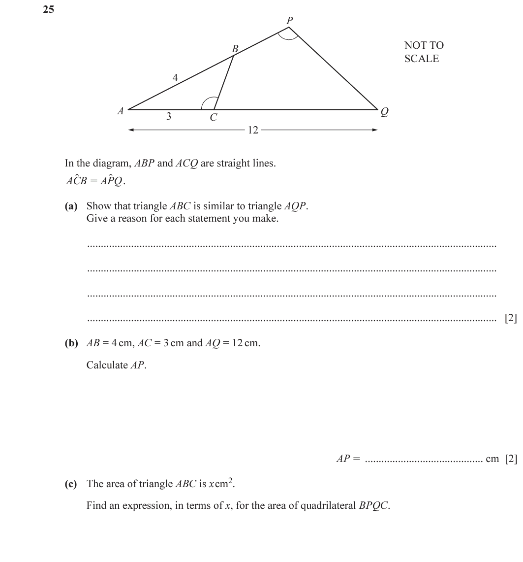 Solved In the diagram, ABP and ACQ are straight lines. | Chegg.com