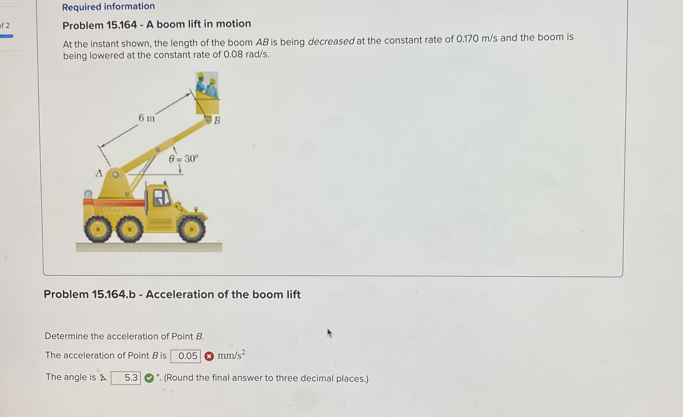 Solved Required informationProblem 15.164 - ﻿A boom lift in | Chegg.com