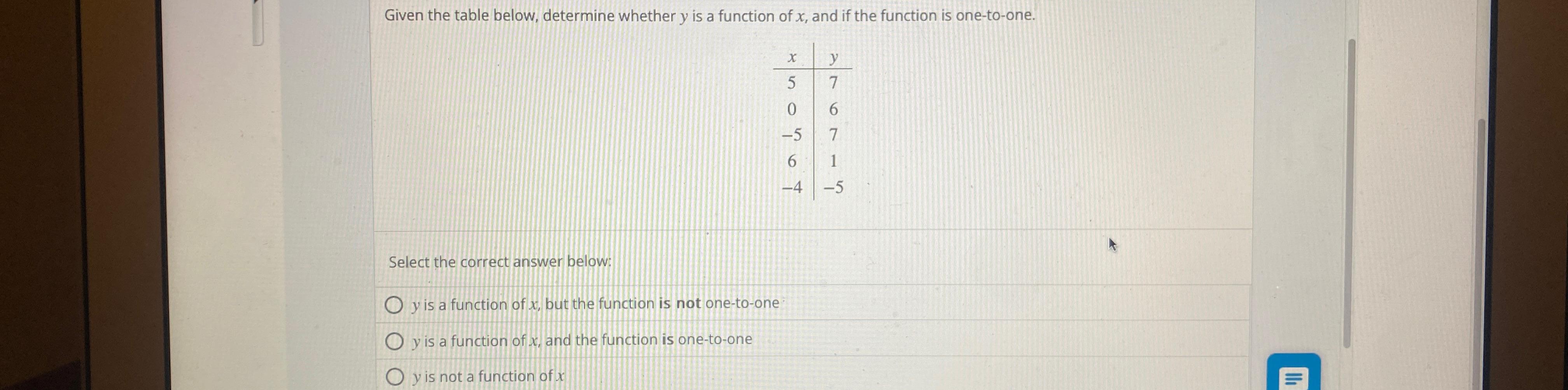 Solved Given the table below, determine whether y ﻿is a | Chegg.com