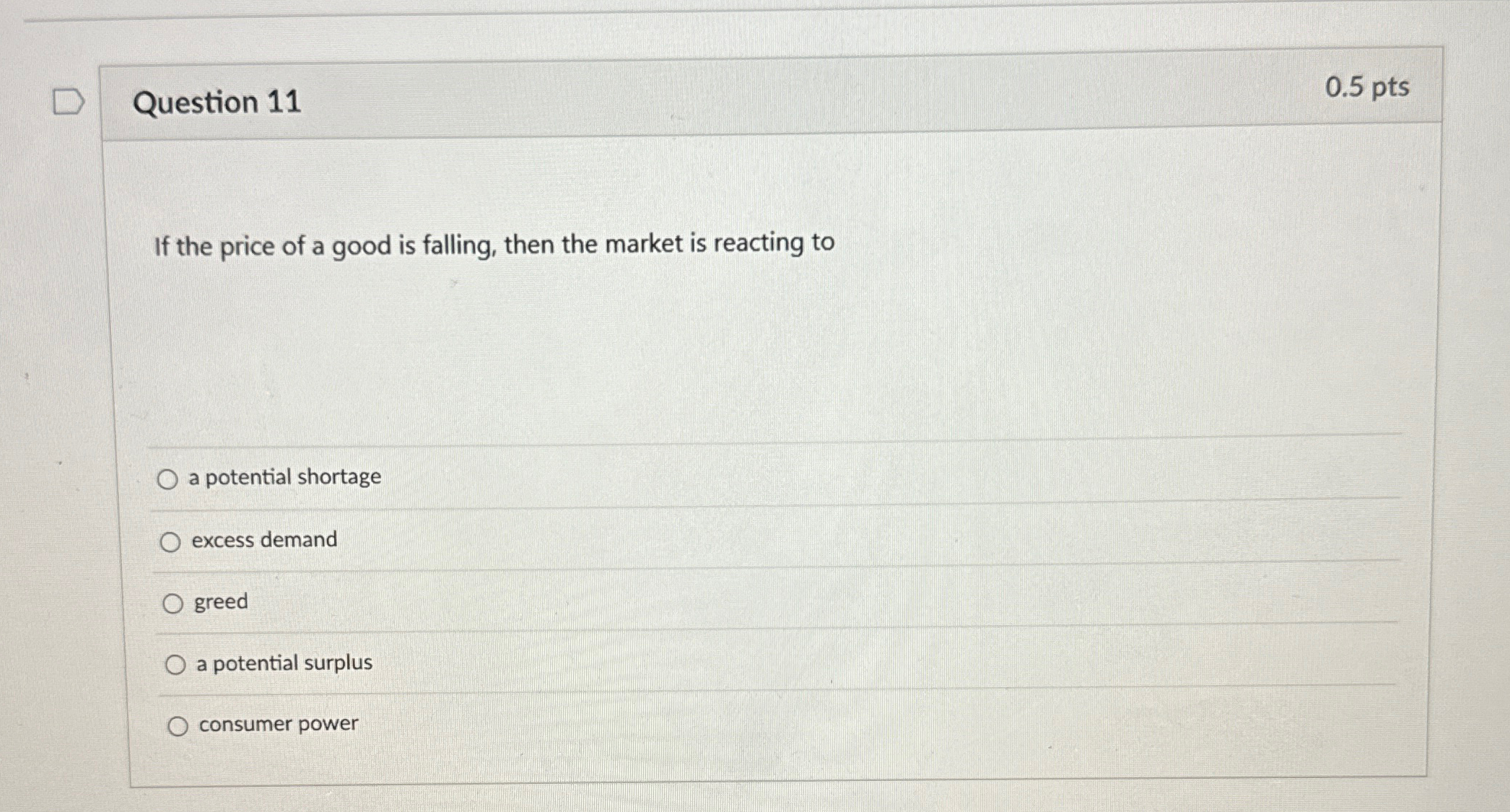 Solved Question 110.5 ﻿ptsIf the price of a good is falling, | Chegg.com