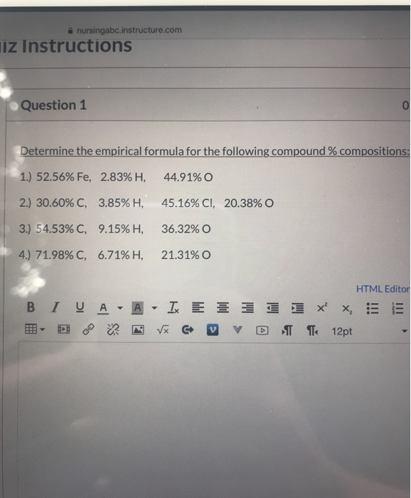 Solved nursingabc.instructure.com iz Instructions Question 1 | Chegg.com