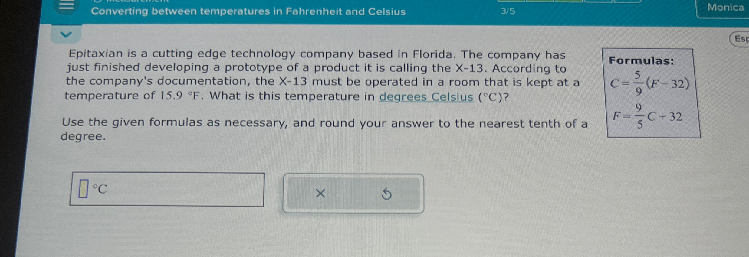 Converting between temperatures in Fahrenheit and | Chegg.com