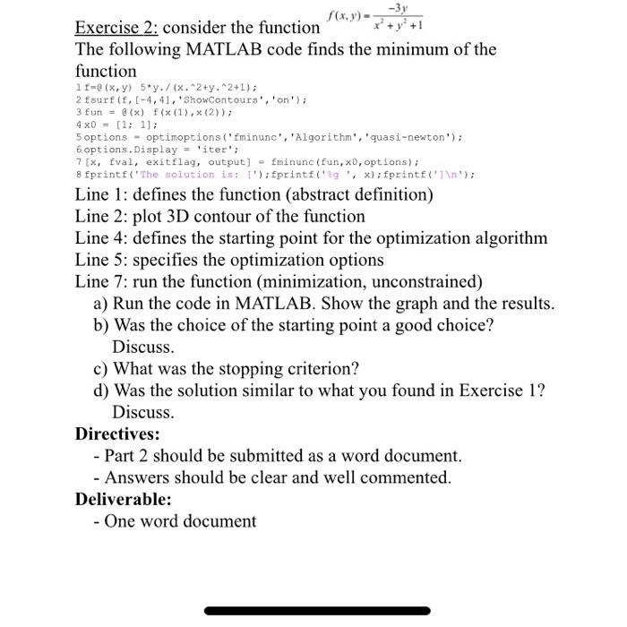 Solved Exercise 2 Consider The Function The Following