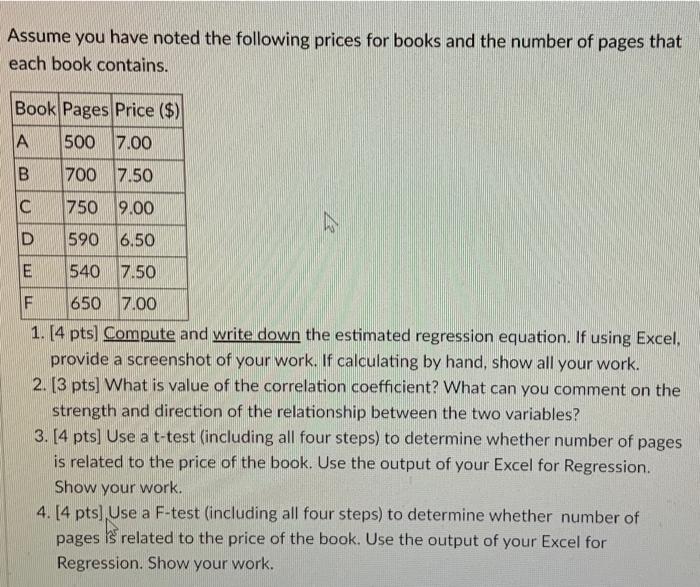 Solved Assume you have noted the following prices for books | Chegg.com