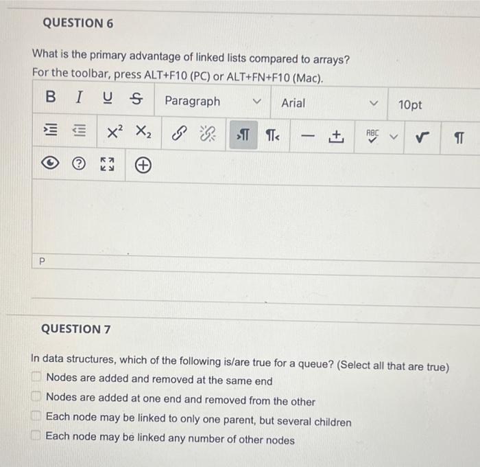 Solved QUESTION 6 What is the primary advantage of linked | Chegg.com
