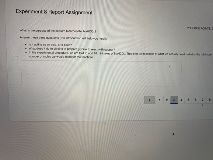 Solved Experiment 8 Report Assignment POSSIBLE POINTS: 3 In | Chegg.com