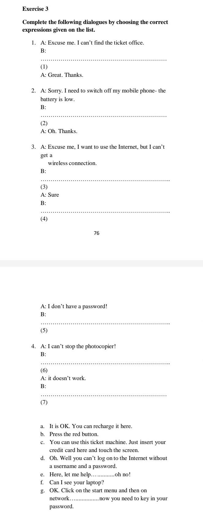 Solved Complete the following dialogues by choosing the | Chegg.com