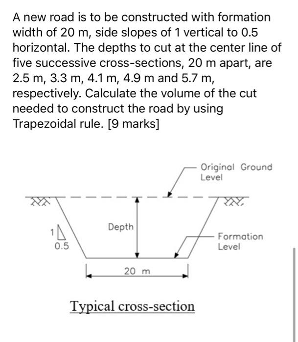 Solved A new road is to be constructed with formation width | Chegg.com