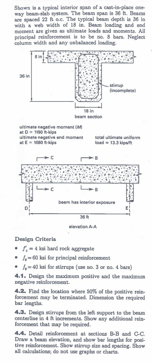 Solved Shown is a typical interior span of a cast-in-place | Chegg.com
