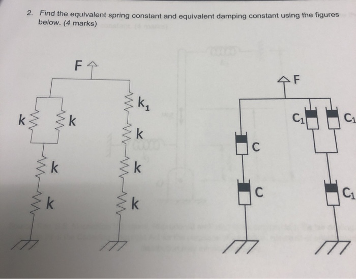 Solved 2. Find the equivalent spring constant and equivalent | Chegg.com