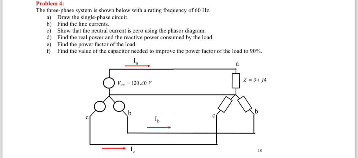 Solved Problem 4:The three-phase system is shown below with | Chegg.com