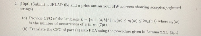 Solved 2. [10pt] (Submit a JFLAP file and a print out on | Chegg.com