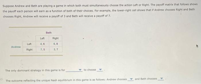Solved Suppose Andrew and Beth are playing a game in which | Chegg.com