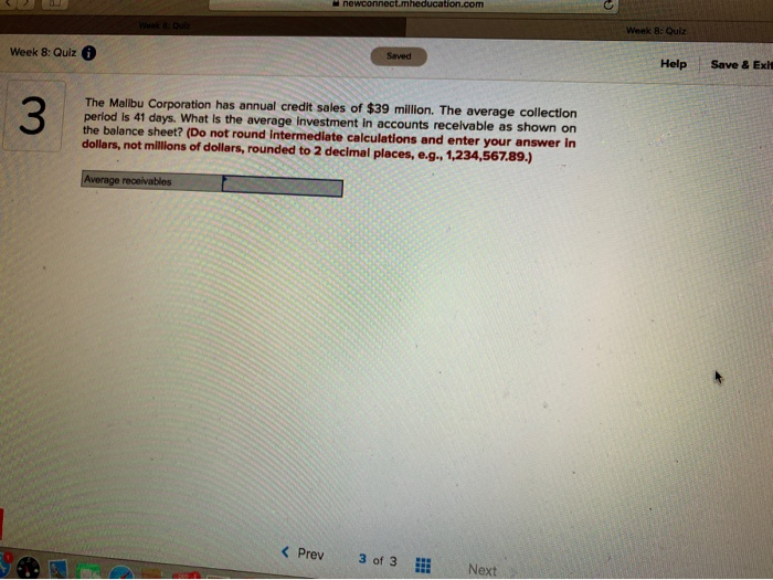 Solved newconect.mheducation.com Week 8: Quiz Week & Quiz | Chegg.com