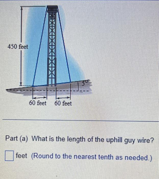 Solved The figure shows a 450 foot tower on the side of a | Chegg.com