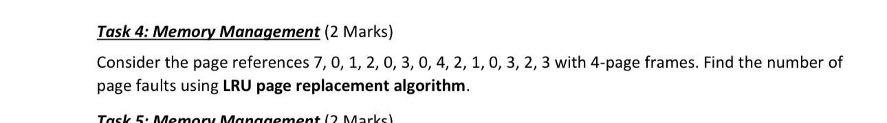 Solved Task 4: Memory Management (2 ﻿Marks)Consider the page | Chegg.com