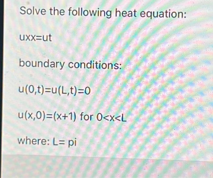 Solved Solve the following heat equation: uxx=ut boundary | Chegg.com