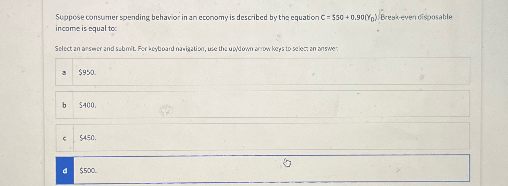 Solved Suppose consumer spending behavior in an economy is | Chegg.com