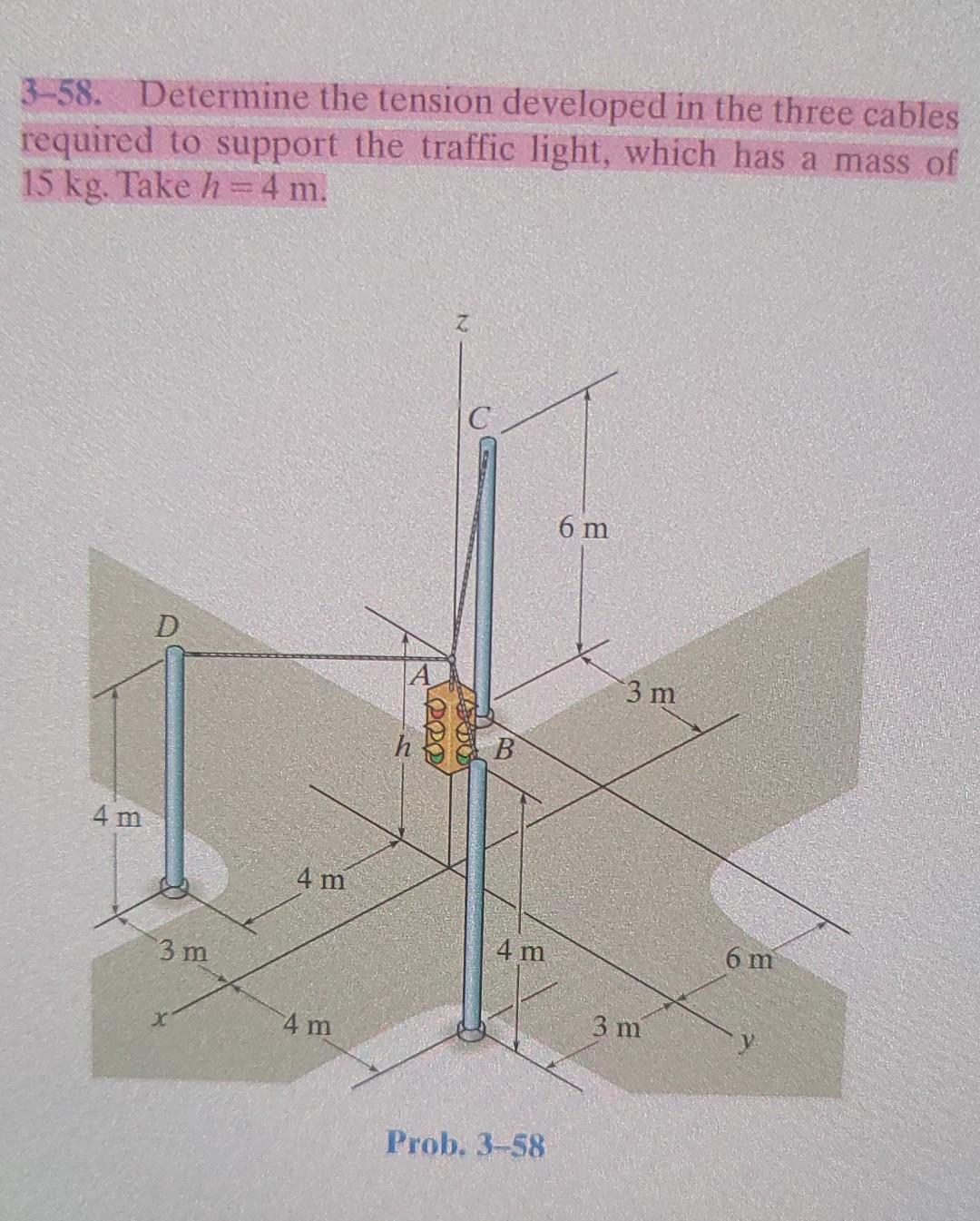 Solved 3-58. Determine the tension developed in the three | Chegg.com