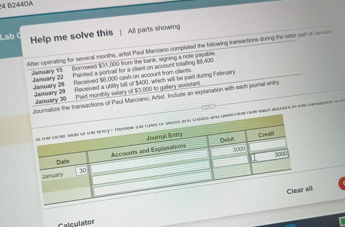 Solved 4B2440A\\nLab Help me solve this I All parts | Chegg.com
