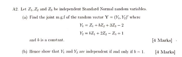 Solved 12. Let Z1,Z2 and Z3 be independent Standard Normal | Chegg.com