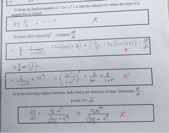 Solved 3) Given the implicit equation r? - 3x + y2 = 4 find | Chegg.com