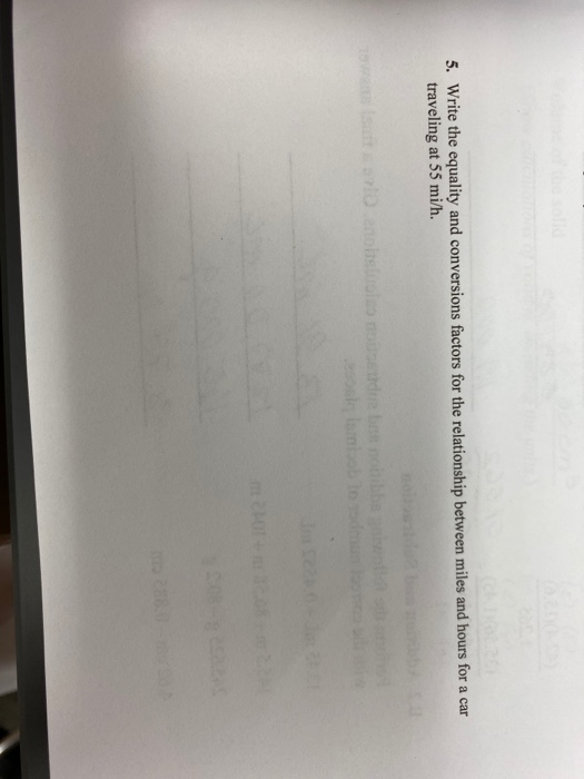 Solved 5. Write the equality and conversions factors for the | Chegg.com